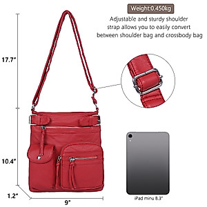 Angel Kiss Crossbody Bags for Women Washed Leather Shoulder Bags Multi Pocket Soft Hobo Purses and Medium Handbags
