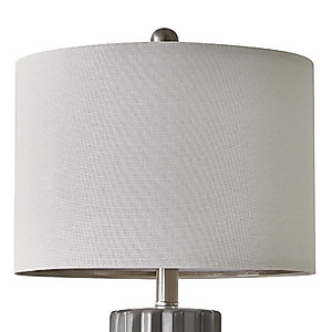 Oneach 25'' Farmhouse Ceramic Table Lamp Set of 2 for Bedroom Living Room House Decor Deep Charcoal Grey Desk Lamps Home Office Dorm Rustic Modern Style Lamp