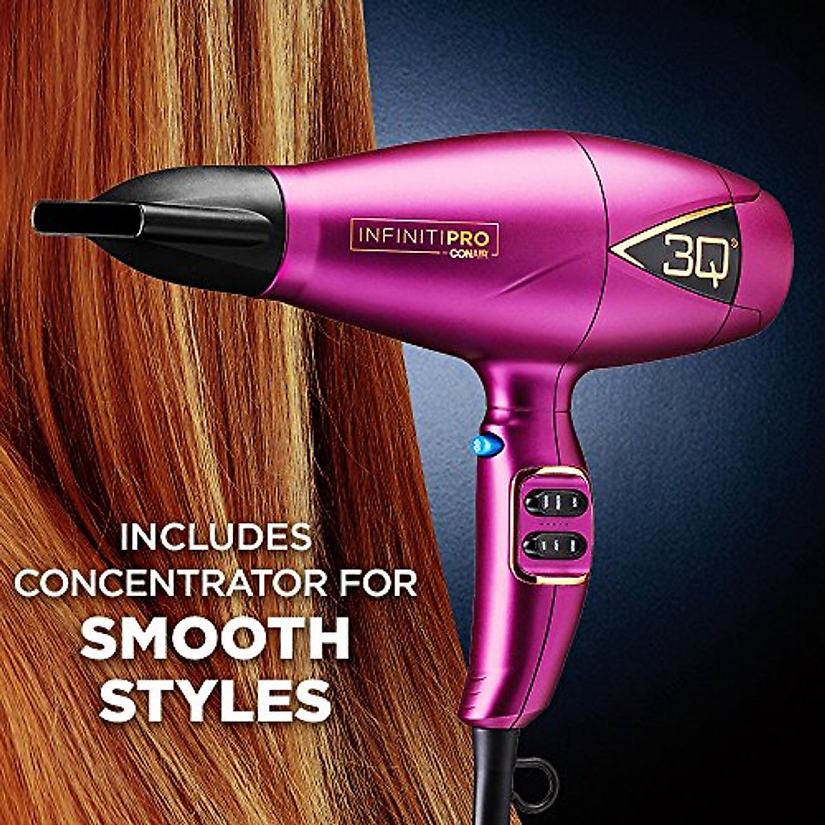 INFINITIPRO BY CONAIR 3Q Compact Electronic Brushless Motor Styling Tool/Hair Dryer, Pink