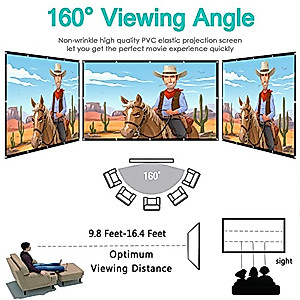 GYUEM Projector Screen with Stand Foldable Portable Movie Screen 120 Inch（16：9）, HD 4K Double Sided Projection Movies Screen with Carry Bag for Indoor Outdoor Home Theater Backyard Cinema Travel