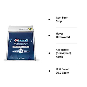 Crest 3D Whitestrips, Professional White, Teeth Whitening Strip Kit, 40 Strips (20 Count Pack)