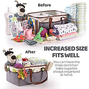 Baby Diaper Caddy Organizer - Grey Nursery Essentials Storage - Portable Basket for Car - Newborn Nursery Décor and Changing Table Accessory