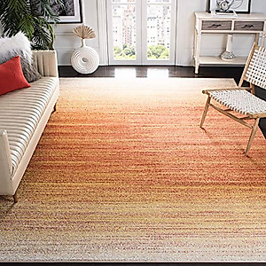 SAFAVIEH Adirondack Collection 8' x 10' Orange / Red ADR142P Modern Ombre Non-Shedding Living Room Bedroom Dining Home Office Area Rug