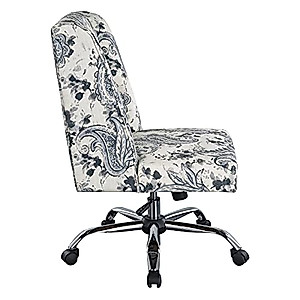 OSP Home Furnishings Westgrove Upholstered Wingback Office Swivel Chair with Pneumatic Seat Adjustment and Chrome Base, Charcoal Paisley