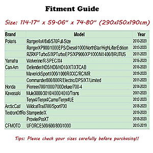 NEVERLAND UTV Covers, Side by Side Cover Waterproof 300D Heavy Duty Outdoor Storage Waterproof Black for Honda Pioneer Polaris Ranger Protect Sun Dust Rain 114.17" x 59.06" x 74.80" (290 150 190 cm)
