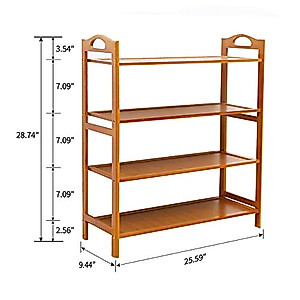 YUHUAWYH SANPON Bamboo Shoe Rack 4 Tier Shoe Organizer for Closet Entryway Shoe Rack Free Standing Shoe Shelf Flat Brown