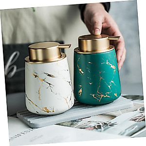 Cabilock 2 Sets Bathroom wash Set Bathroom Decorations Tooth Brushing Holder Toothbrush Tumbler Bathroom Cups Lotion Container Empty Soap Tray Storage Tank White Ceramics handwashing Fluid