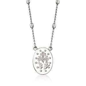 Ross-Simons Italian Sterling Silver Miraculous Medal Bead Station Necklace. 16 inches