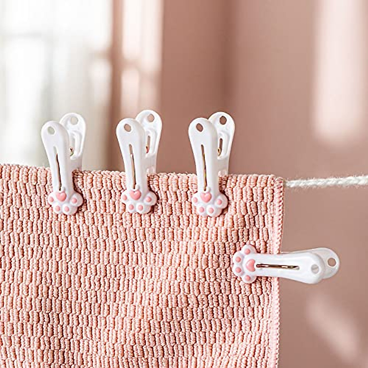 24Pcs Plastic Clothes Clip Cute Cat Claw Clothes Clip, Cute Cat Claw Pattern, Fixing Clip, Clothes Pin, Seamless Clothes Nail, Bag Clip, Food Packaging Clip (Pink)