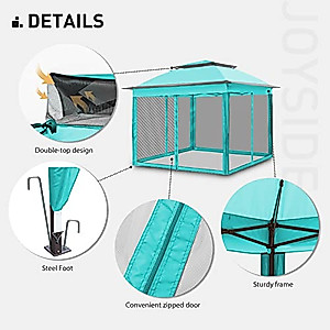 Joyside 11'x11' Pop Up Gazebo for Patios Gazebo Canopy Tent with Sidewalls Outdoor Gazebo with Mosquito Netting Pop Up Canopy Shelter Wedding Tent with Aqua Shade(Aqua Blue)