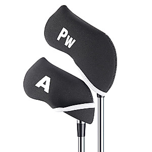 12pcs Golf Club Iron Head Covers Neoprene Iron Cover 3-LW Protect Case Fit Both Right and Left Hand (Black)