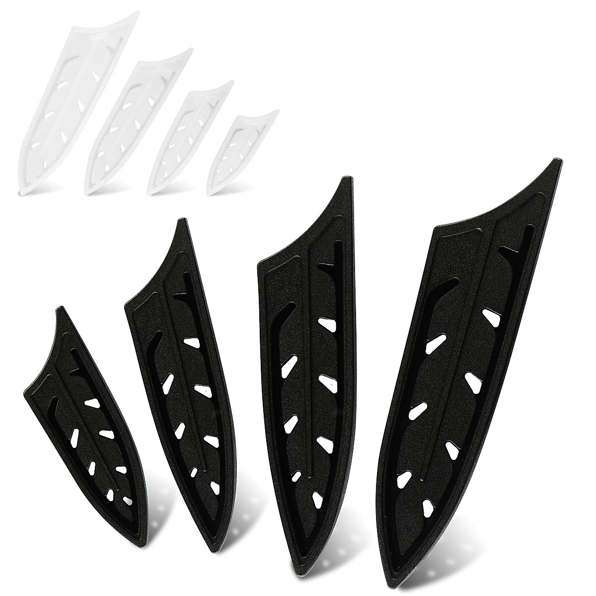 XYJ Knife Sheath Ceramic Knife Edge Guards 8 Pcs Set for 3 4 5 6 inch Knife Blade Protector Knife Cover for Ceramic Knife Kitchen Chef Knife Case Black White