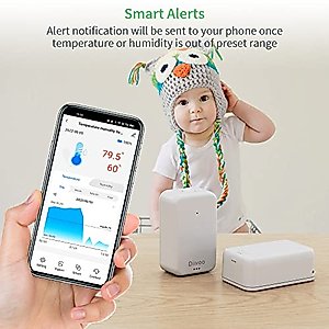 WiFi Temperature Sensor 3 Pack, Diivoo Remote Thermometer Compatible with Alexa, Wireless Humidity Monitor with App Notification Alert, Smart Hygrometer Meter for Home, Pet, Indoor