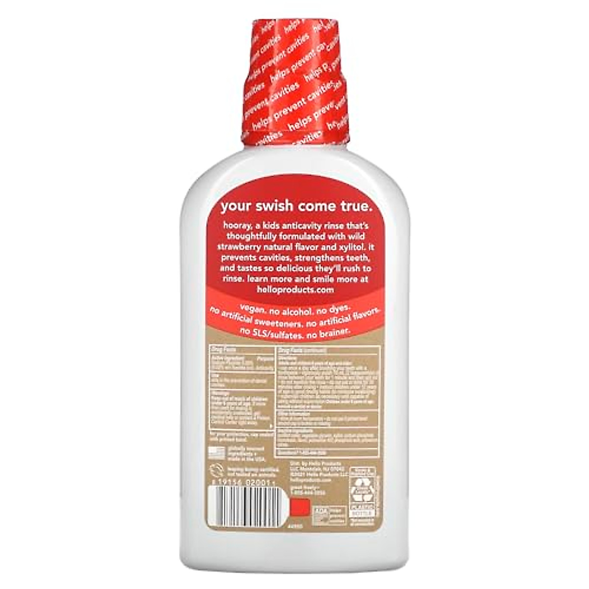 Hello Products - Kids Fluoride Rinse Mouthwash Wild Strawberry - 16 fl. oz. (372706)