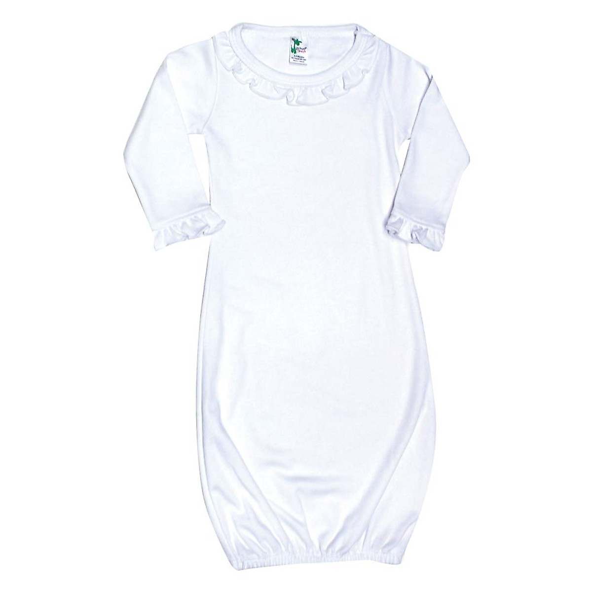 Laughing Giraffe Baby Blank Long Sleeve Ruffle-Trim Sleeper Gown White (0-3 Months -3807)