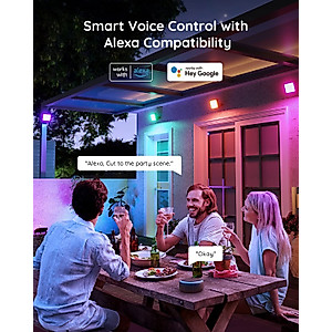 Govee Outdoor Lights, Flood Lights Uplight 2 in 1, LED Landscape Lighting, 35 Scene Modes, 4 Music Modes, Smart Color Changing IP65 Waterproof, App Control, Patio Lights, Garden Yards Walls, 4 Pack