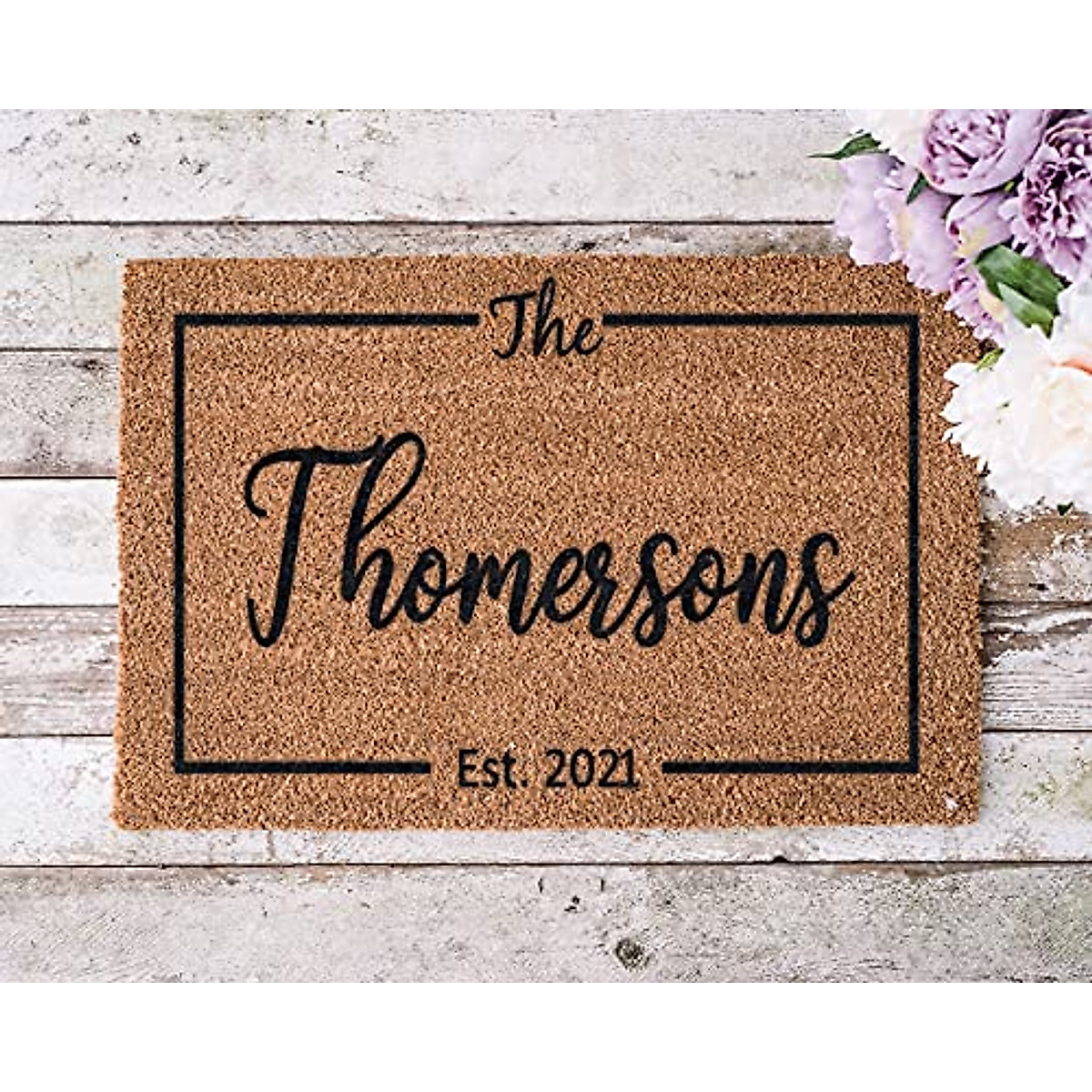 Personalized Last Name Coir Coconut Husk Doormat Door Mat 18x30 or 24x36 (18"x 30")