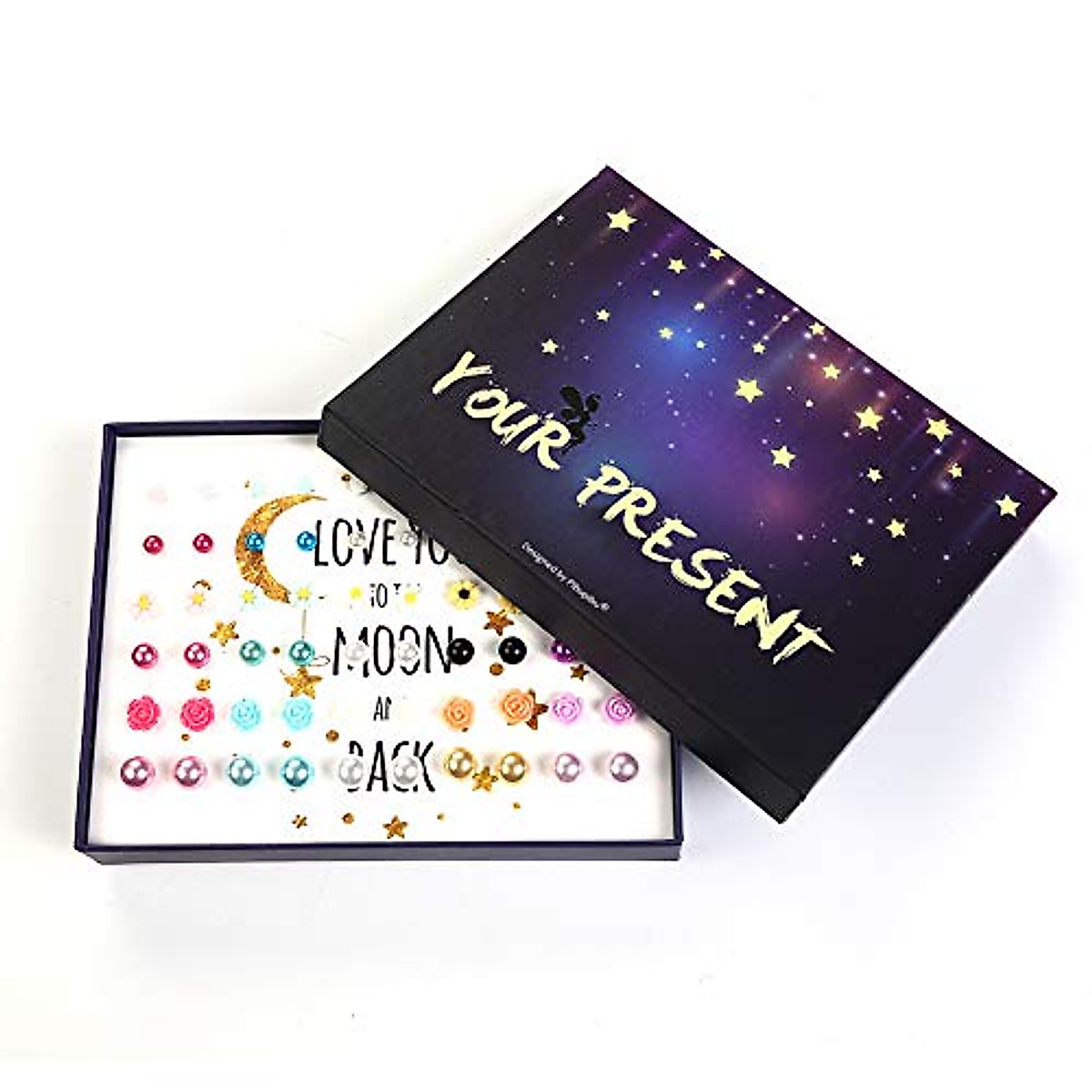 Pibupibu 30 Pairs Mix Pearls Ball Daisy Rose Flower Assorted Earrings Studs Set, Hypoallergenic (30 Balls+Flowers)