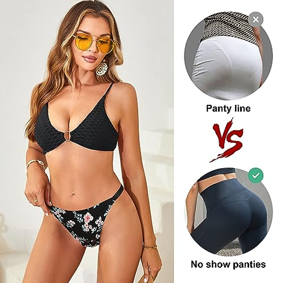 LEVAO Seamless Thongs for Women No Show Panties Stretch Printed Underwear Sexy G-String Thongs Multipacks