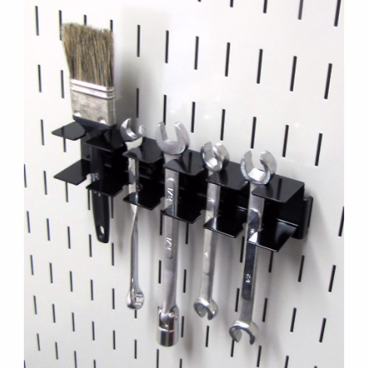 Wall Control ASM-SL-008 B Pegboard Slotted Tool Holder Bracket Slotted Metal Accessory for Wall Control Pegboard Only, Black