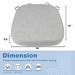 BUYUE Original Linen Thickened 2.5" Dining Chair Cushions Set of 4, U-Shape High Density Foam Comfortable Chair Pads for Kitchen, Slip Resistant Indoor Seat Cushions (4 PCS, Light Gray)
