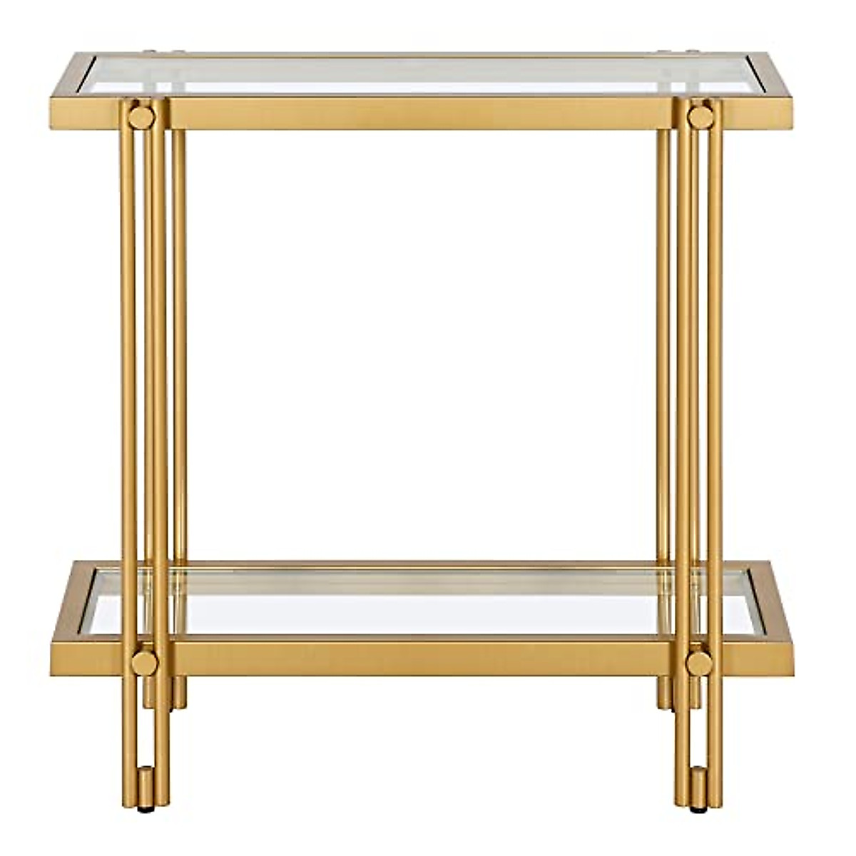 Henn&Hart 24" Wide Rectangular Side Table in Brass, Table for Living Room, Bedroom