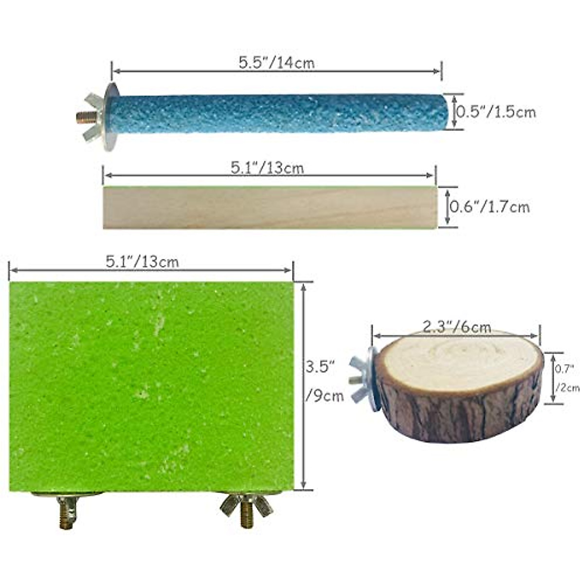 ZYYRT Parrot Perch Stand 9PCS Wooden Bird Paw Grinding Stick Perch Stand Platform Parakeet Cage Accessories Exercise Toy for Budgies Conure Cockatiel