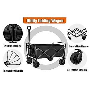 ERNZI Camp Wagon, Collapsible Wagon, Grocery cart, Heavy Duty Wagon, Beach Wagon Cart with 350lbs Weight Capacity, Lounge Wagon for Camping Sports Outdoor, Outdoor Utility Vehicle