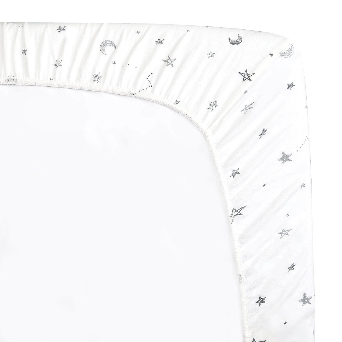 American Baby Company 2 Pack Fitted Pack N Play Playard Sheet 27" x 39", Soft Breathable Neutral 100% Cotton Jersey Pack and Play Sheet, Grey Stars/Zigzag, for Boys and Girls, Fits Most Mini Crib