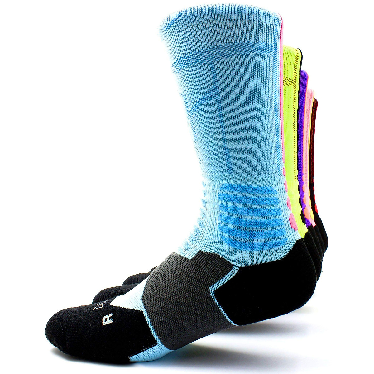 mitvr Basketball Socks, Cushioned Athletic Sports Socks, 5 Pack Compression Crew Socks for Boy Girl Men Women,A3,Large