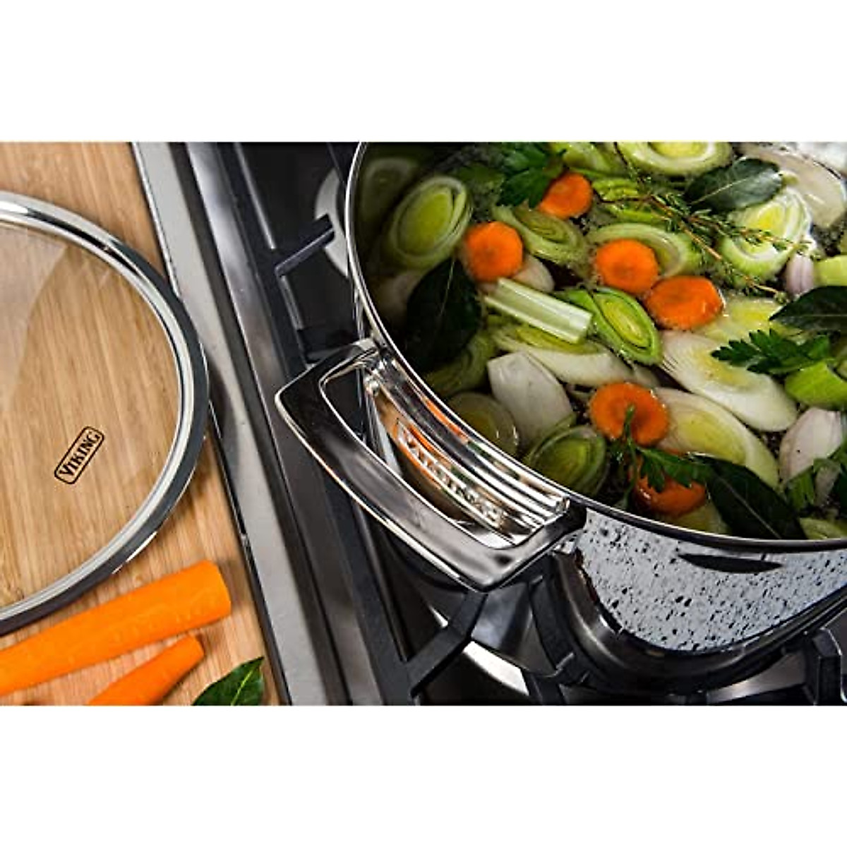 Viking Culinary Contemporary 3-Ply Stainless Steel Cookware Set, 10 Piece, Dishwasher, Oven Safe, Works on All Cooktops including Induction