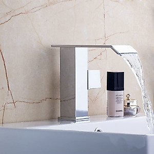 KECTIAKL Bathroom Sink Faucet Single Handle Single Hole Countertop Waterfall Faucet Bathroom Lavatory Faucet Mixer Tap