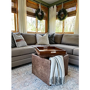 Distressed Vegan Leather Storage Ottoman with Built in Coffee Table Tray, Chestnut Brown, Use as a Bed Bench, Entryway Bench, Living Room Footstool,Tufted Upholstery from Design 59