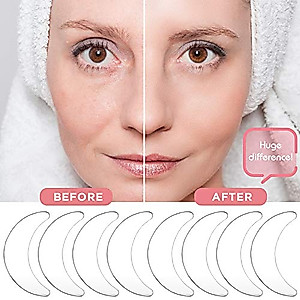 Syhood 12 Pieces Silicone Eye Wrinkle Pads Anti Aging Silicone Pads Reusable Reduce Skin Wrinkles Under Eye Patches Cleavage for Mouth and Eyes(Transparent)