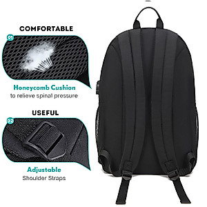 Pawsky School Backpack for Kids Skateboard Anime Luminous Backpack with USB Charging Port, Anti Theft Lock, College School Bookbag for Teen Boys and Girls with Lunch Bag and Pencil Case