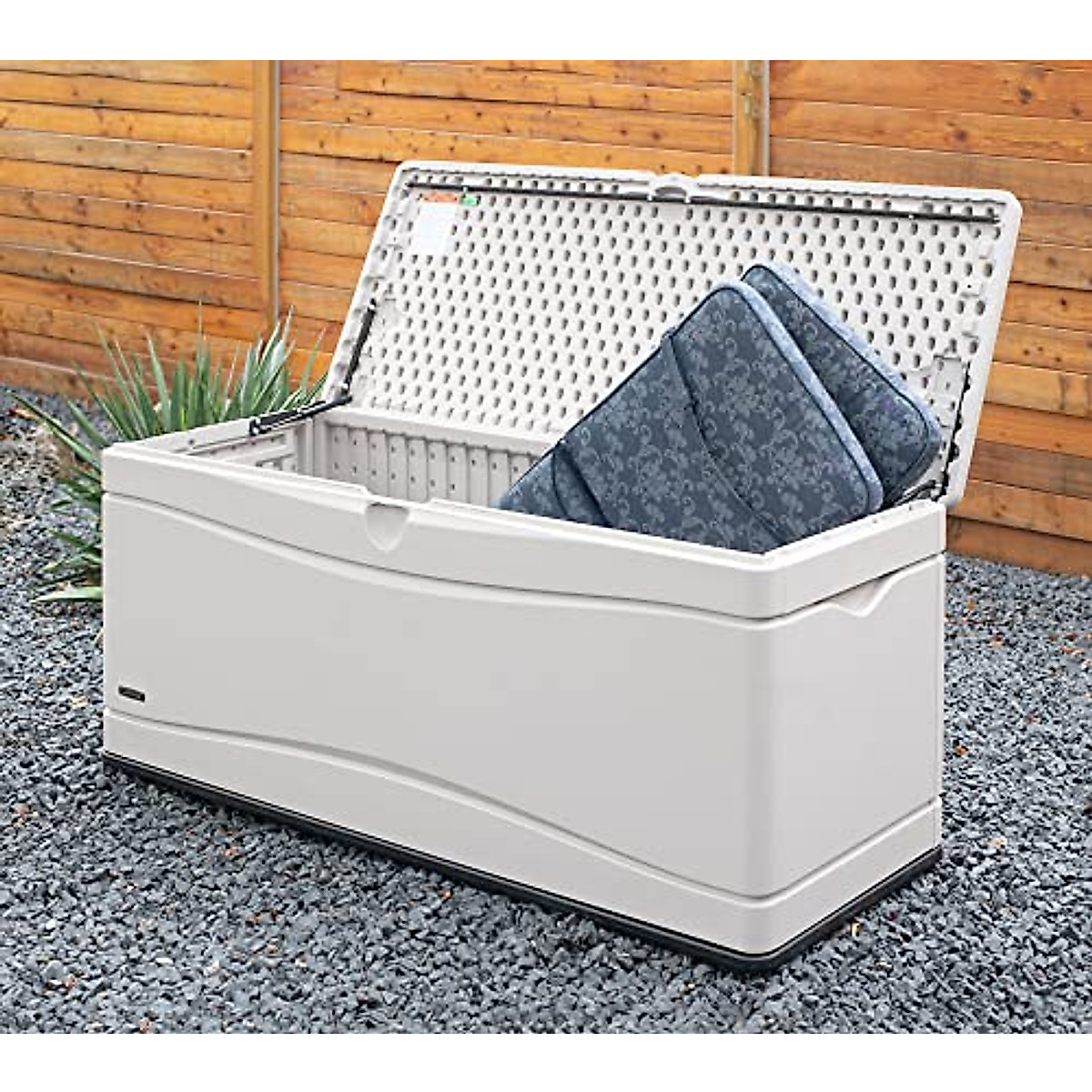 Lifetime 60040 Deck Box, 130 Gallon, Desert Sand & Master Lock 140DLH Padlock, 1 Pack, Bronze/Silver