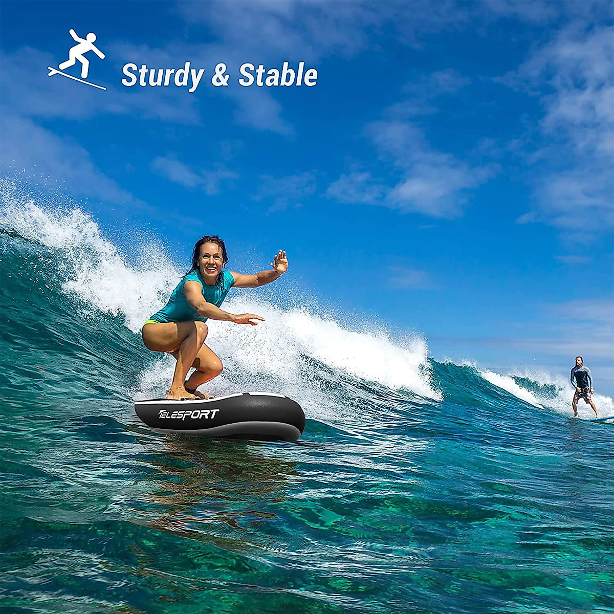 TELESPORT Paddle Boards 11 Foot Long 33 Inch Wide Inflatable Stand Up Paddleboard Blowup SUP Board with Accessories, 350 Pound Weight Capacity, Black