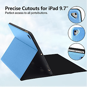 D DINGRICH iPad Keyboard Case for 6th Generation(2018) 9.7-inch, 5th Gen(2017), Air 2, iPad Pro 9.7, Protective Case with Pencil Holder, Backlit Detachable Keyboard, Auto Sleep/Wake,Silk Blue