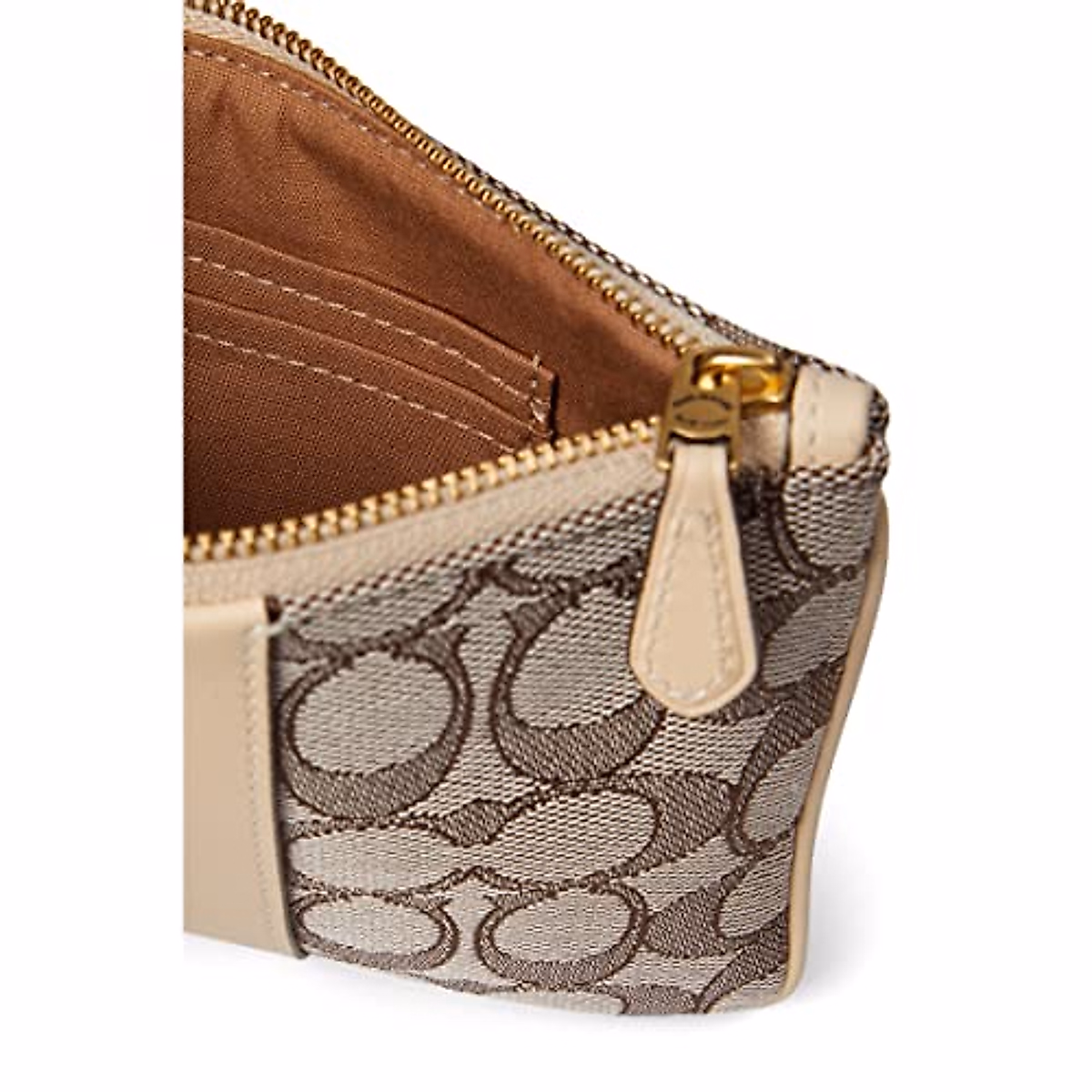 COACH Box Program Signature Jacquard Small Wristlet Cocoa Ivory One Size