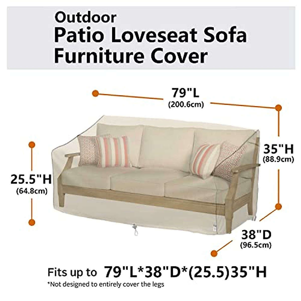 Flexiyard Outdoor Sofa Cover, Patio Loveseat Sofa Cover Waterproof 3-Seater Patio Bench Cover, Durable All Weather Patio Furniture Covers for Small Garden Lounge Chair with Air Vents and Handles