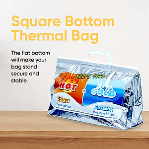Superio Hot and Cold Insulated Bags for Food Delivery, Grocery Shopping Bags, Food Storage for Hot and Frozen Food for Travel, Disposable Cooler Bag, Reinforced Thermal Lunch Bag (4, 13"x5.5"x8.5")