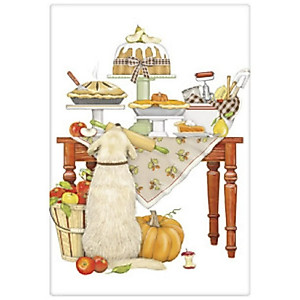 Mary Lake-Thompson BT854 Fall Dessert Dog Flour Sack Towel 30 Inches Square Design in Lower Center Only