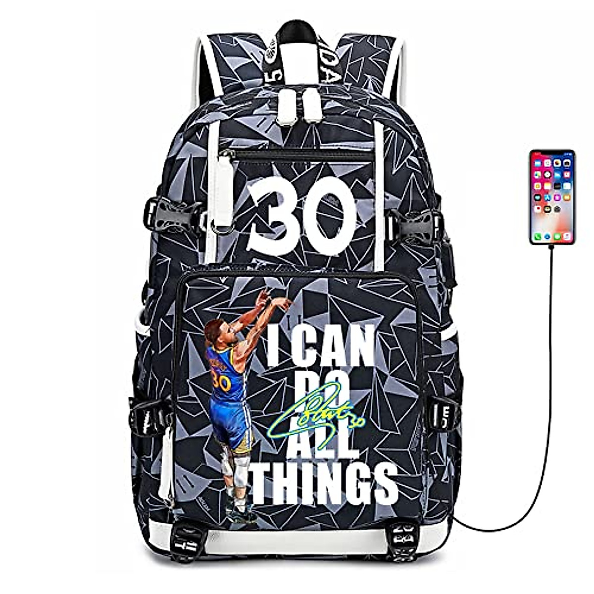 YUNZYUN Basketball Player Curry Multifunction Backpack Travel Laptop Fans bag For Men Women (Grey - 1)