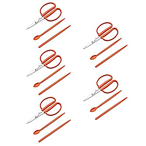 HEMOTON 5Pcs Set eat crab set lobster tools oyster shucking tools leg kit lobster crackers opener shrimp cleaning tool seafood spoon crab leg opener biscuit Stainless steel Sheller