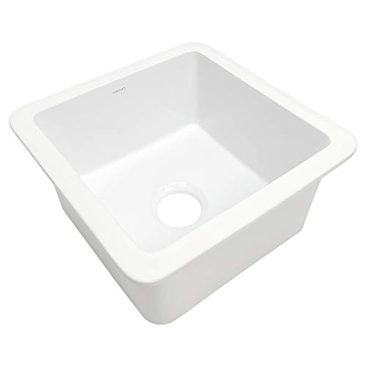 Sinkology P800-B36 Eden Undermount 18 in. Single Bowl Bar/Prep Strainer Drain Fireclay Kitchen Sink Kit, Crisp White