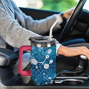 Science Chemistry Molecular Structure 40 Oz Car Cup Stainless Steel Travel Mug Leak-Proof Insulated Tumbler with Handle Light Rose Red-style