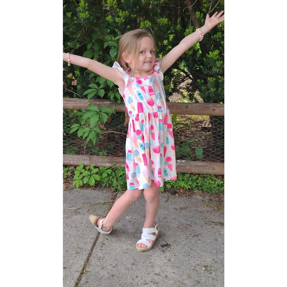 Girls Dresses Ice Cream Toddler Summer Dress White Flutter Sleeve Sundress School Party Outfits Kids Popsicle Tutu 3t / 2-3 Years