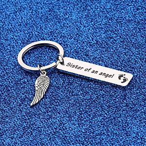 WUSUANED Baby Memorial Keychain Sister/Brother of an Angel Sympathy Gift Loss of Baby Gift (sister of an angel keychain)