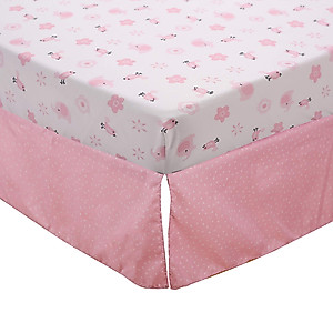 Brandream Pink Grey Elephant Crib Bedding Sets for Baby Girls | 3 Piece Nursery Set | Crib Comforter, Fitted Crib Sheet, Crib Skirt Included with Exotic Floral Design