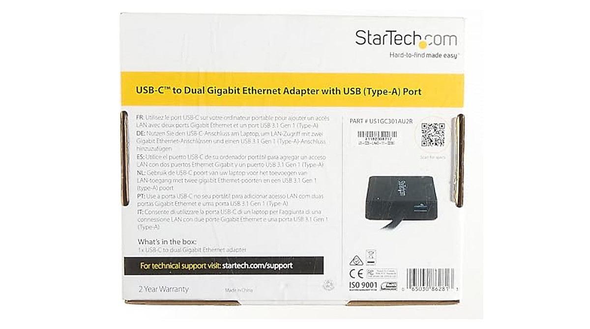 StarTech USB-C to Dual Gigabit Ethernet Adapter
